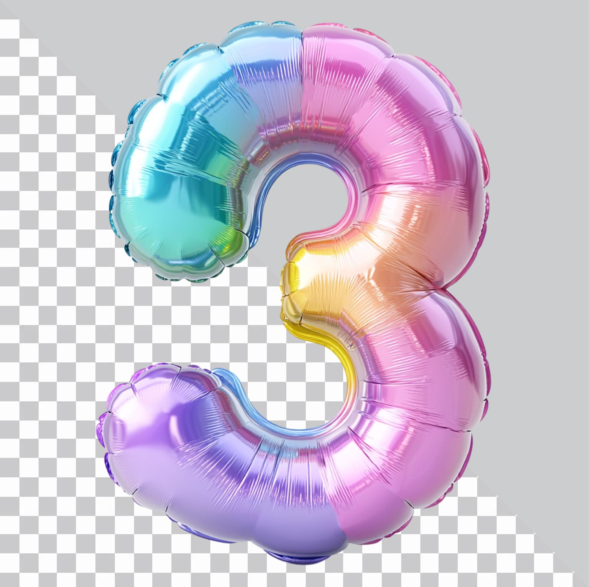 Rainbow Balloon Numbers Clipart, Foil Balloons Png, Party, Celebration ...
