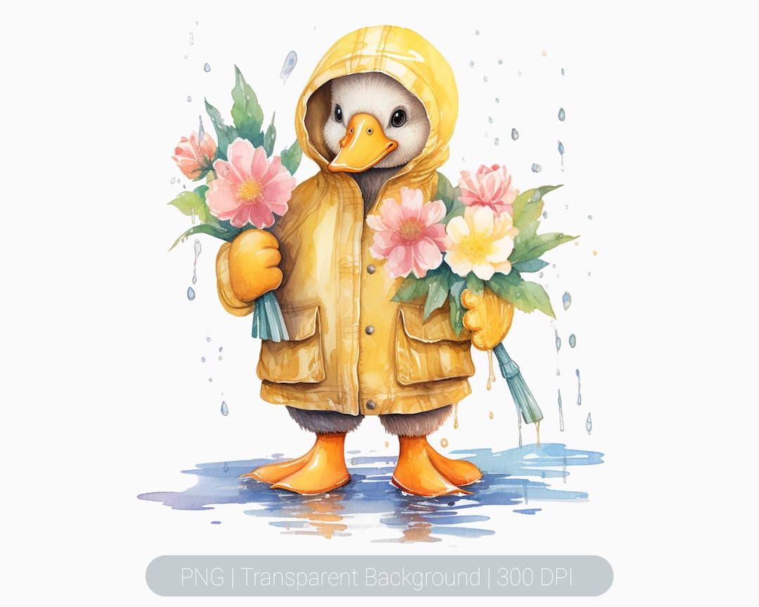 Watercolor Duckling Clipart, Baby Duck Png, Duck Illustration, Duck ...
