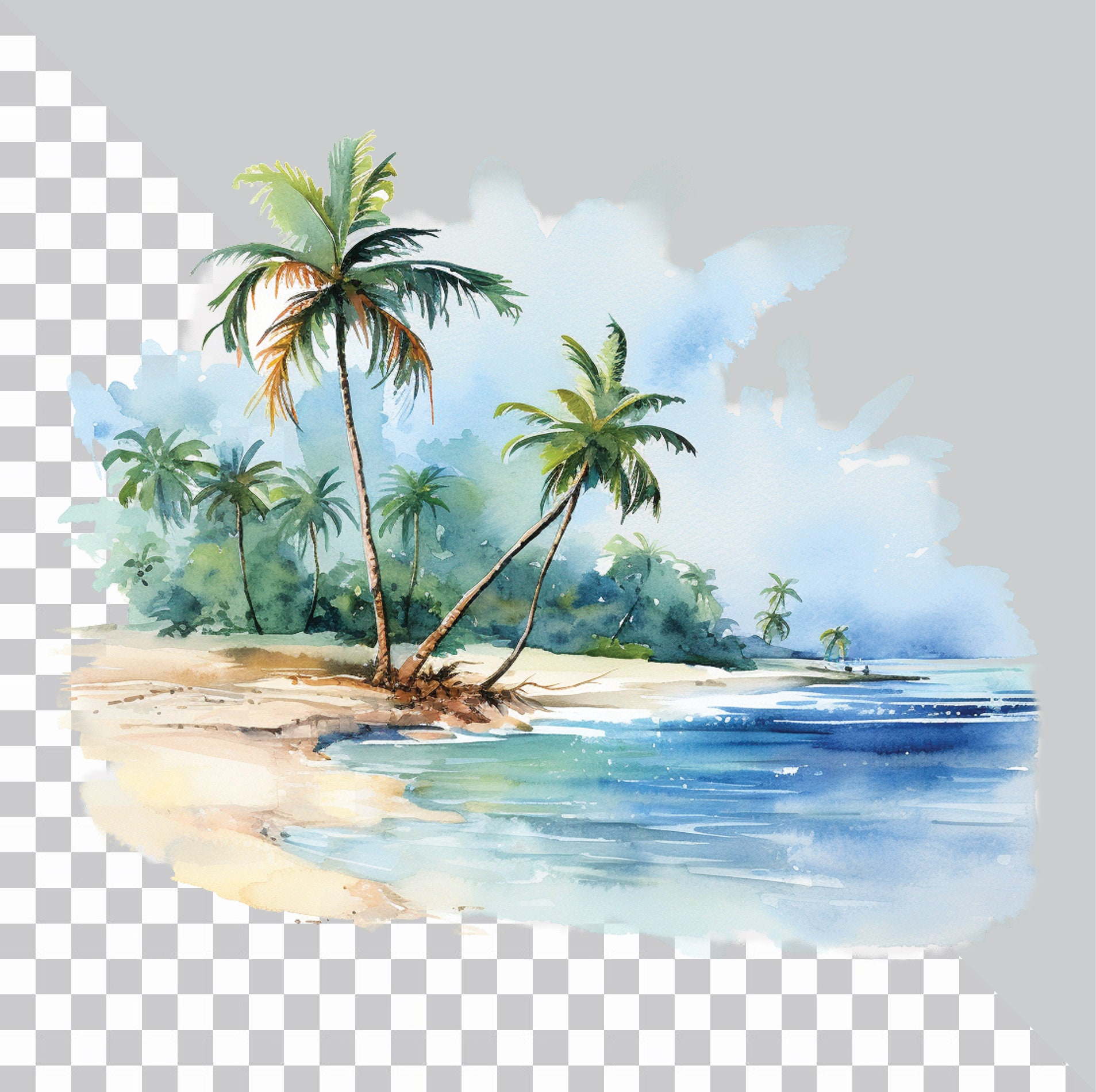 Watercolor Tropical Beach Clipart, Beach Clipart, Sea Shells ...