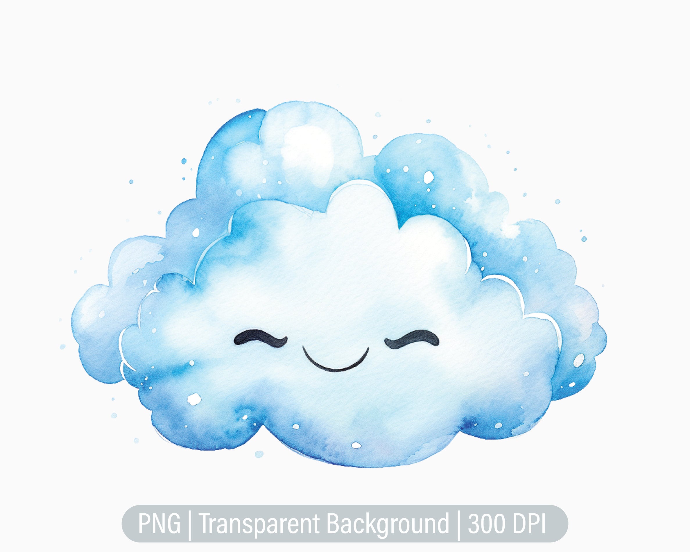Happy Cloud Clipart, Cute Cloud PNG, Pastel Cloud PNG, Junk Journals ...