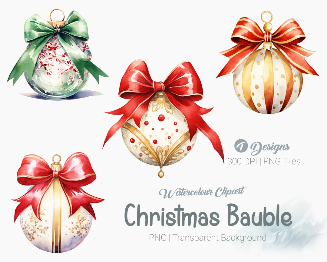Christmas Bauble Clipart, Watercolour Baubles Png, Ornaments Png ...