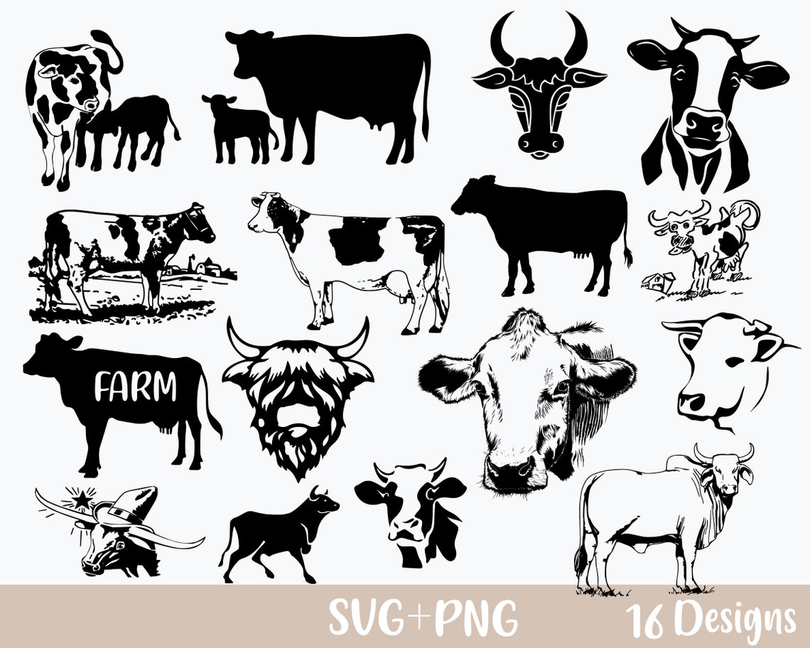 Vache SVG Bundle vache png vache veau paire svg vecteur | Etsy France