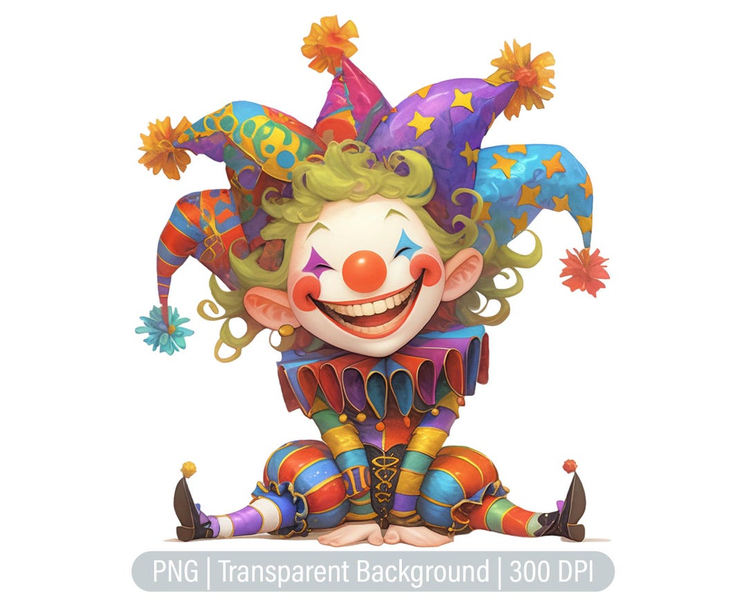Cute Jester Clown Clipart, Clown PNG, Circus, Jester Kid, Junk Journals ...