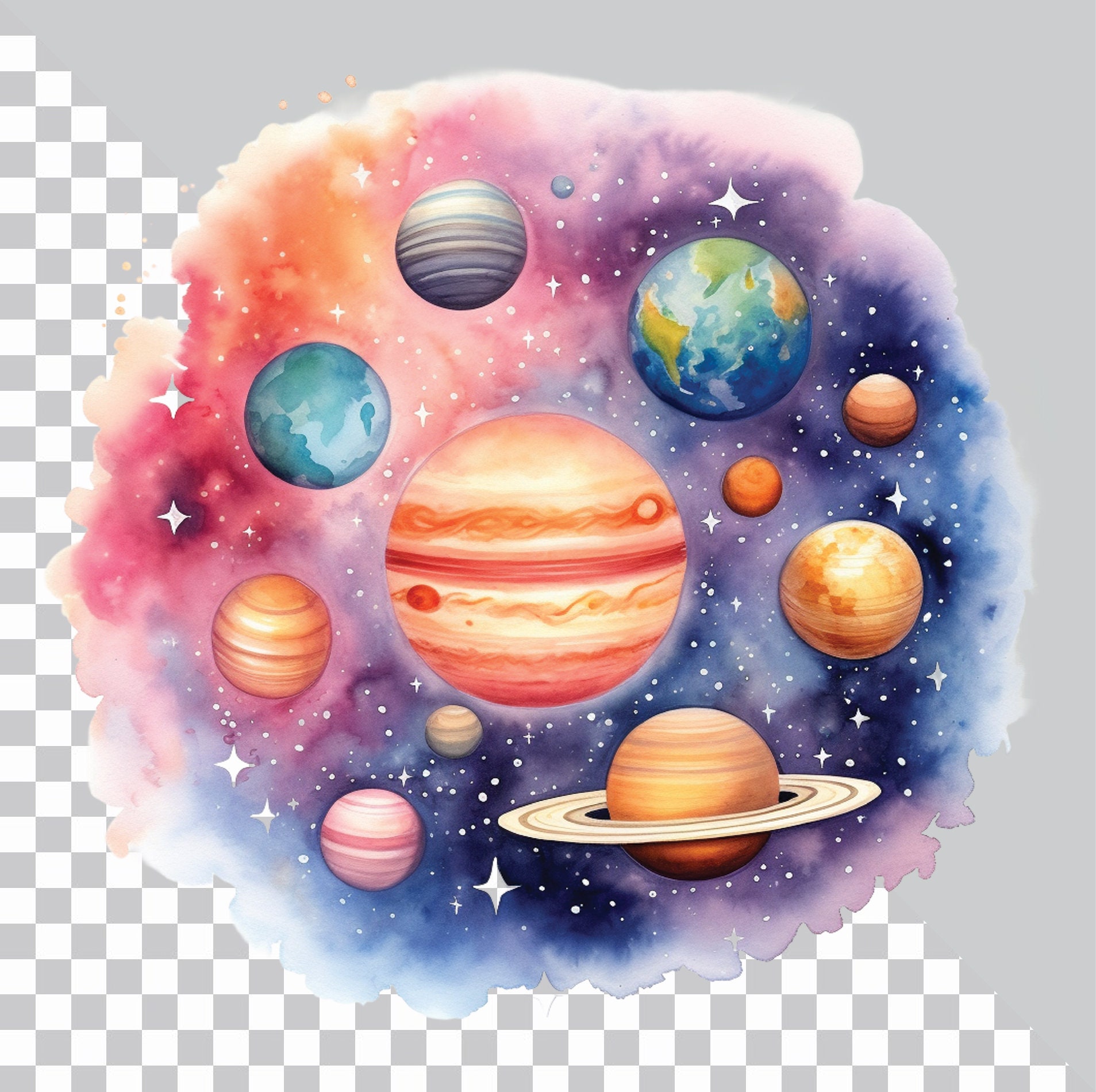 Planets Clipart, Solar System Clipart, Outer Space, Celestial, Junk ...