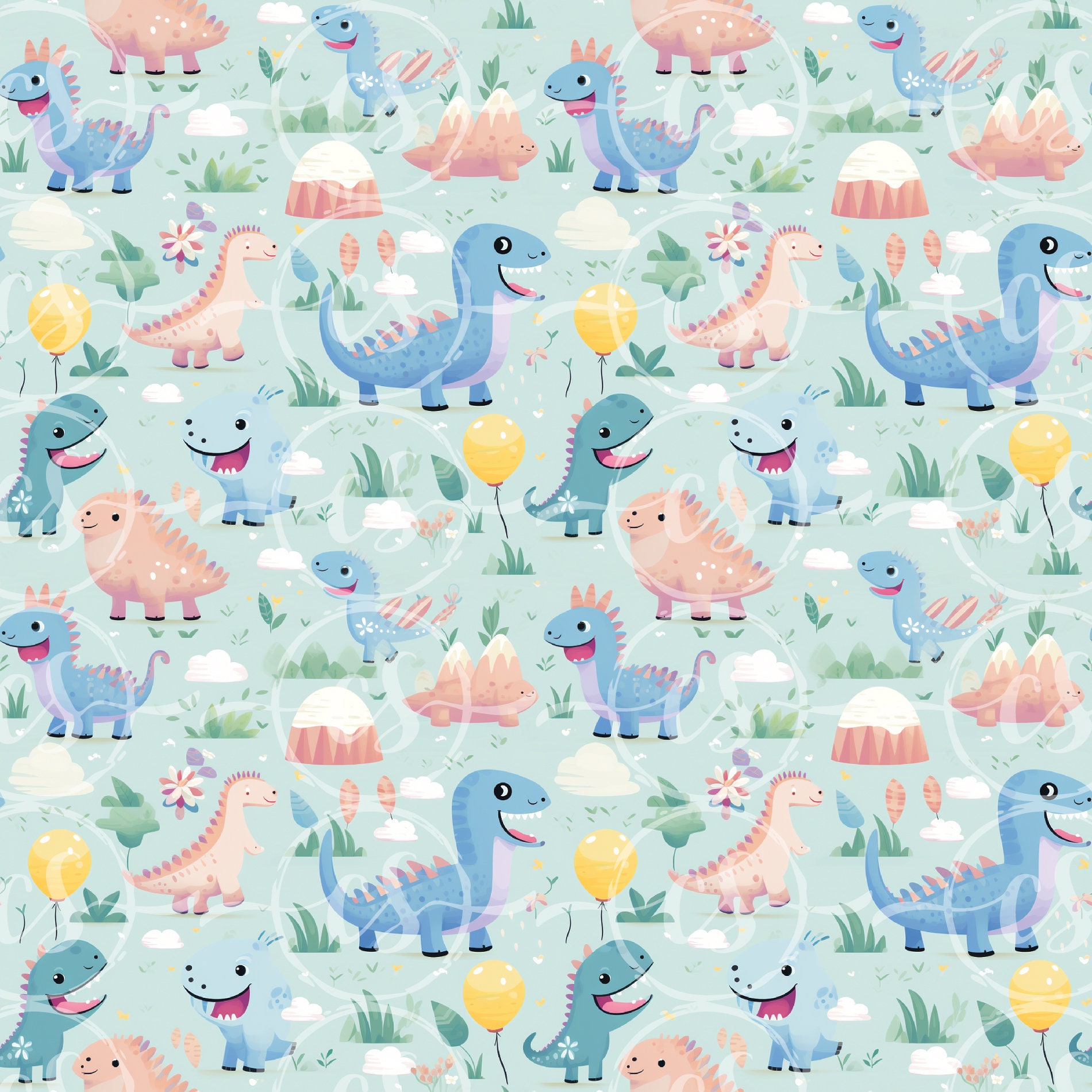 Dinosaur Digital Paper, Dinosaurs Seamless Pattern, Dinosaur Scrapbook ...