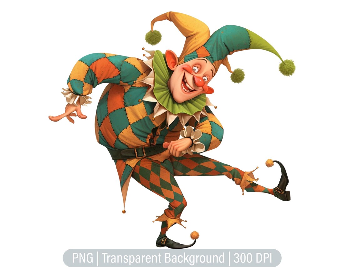 Dancing Jester Clipart, Clown PNG, Circus, Whimsical Jester, Junk ...