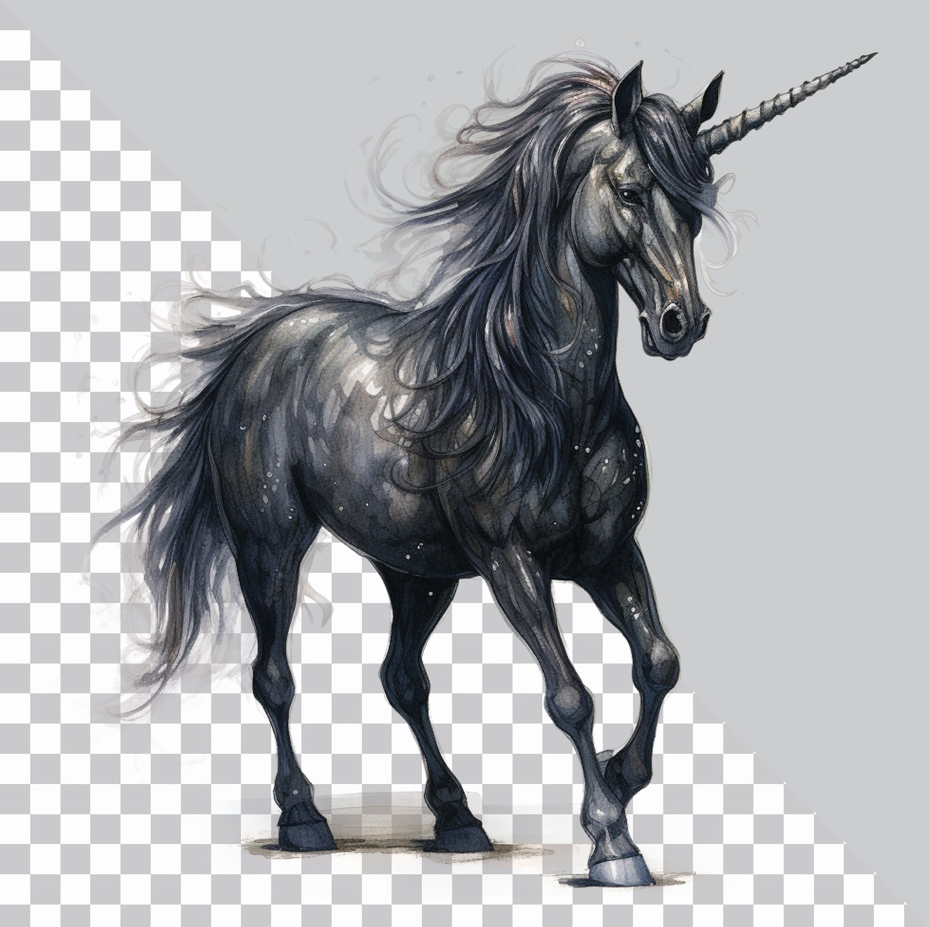 Black Unicorn Clipart, Gothic Unicorn PNG, Fantasy Animal, Junk ...