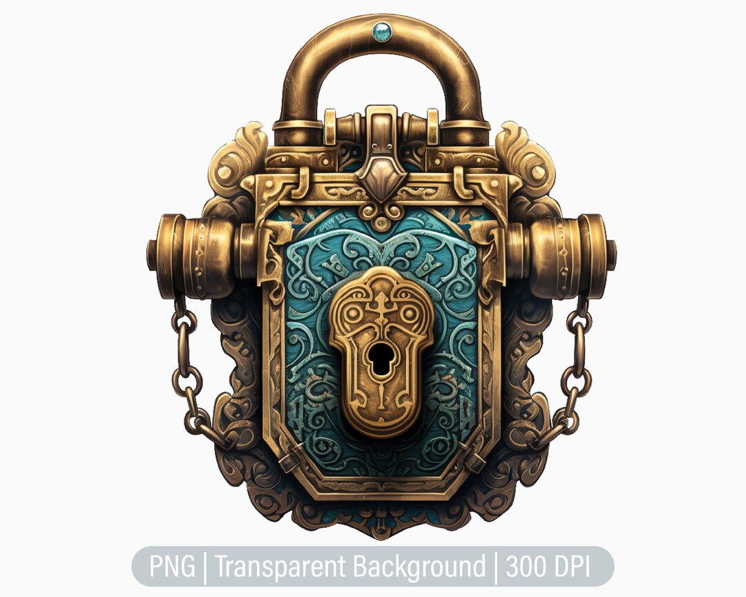Antique Padlock Clipart, Victorian Lock PNG, Vintage Clipart, Junk ...