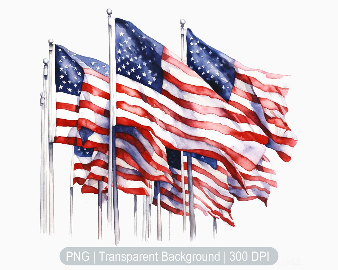 Watercolor American Flag, Patriot American Flag Clipart, Distressed ...