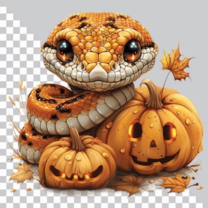 Halloween Snake Clipart, Halloween PNG, Cute Snake, Junk Journals ...