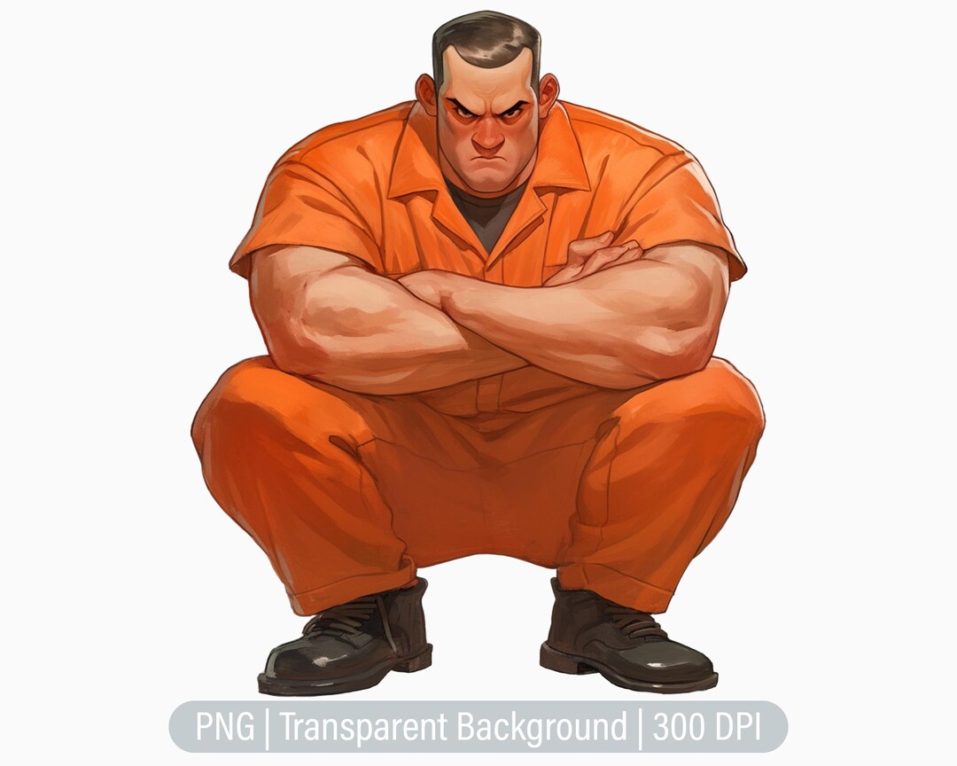 Prisoner Clipart, Jail PNG, Inmate, Orange Uniform, Junk Journals ...