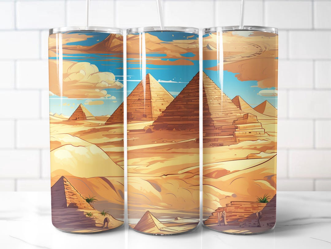Egyptian Pyramids 20oz Skinny Tumbler, Egyptian Pyramids Seamless ...