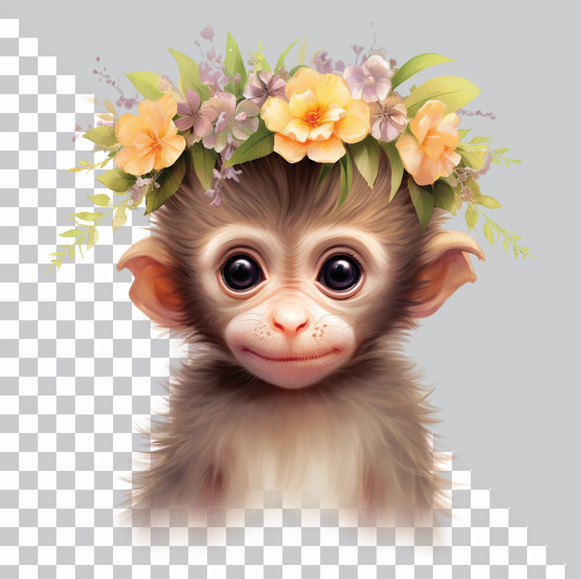 Monkey Watercolor Clipart Cute Monkey Baby Shower Nursery - Etsy