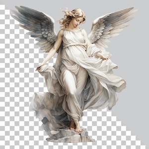 Angel Statue Clipart, Mable Stone Statue PNG, Printable, Sublimation ...
