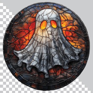 Halloween Stained Glass Clipart, Spooky Png, Circle Window Glass Png ...