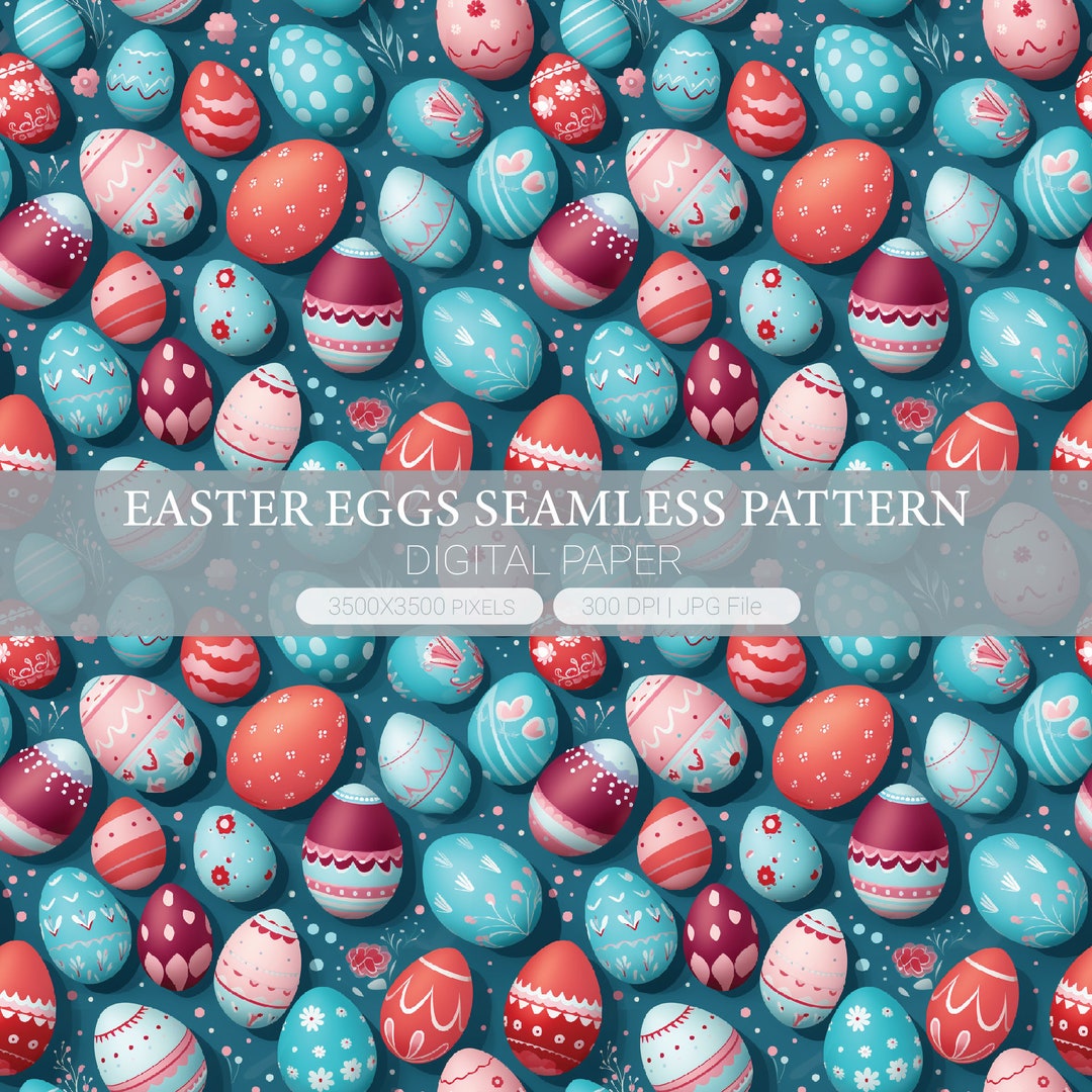 Easter Eggs Digital Paper, Easter Holidays Seamless Pattern, Eggs ...