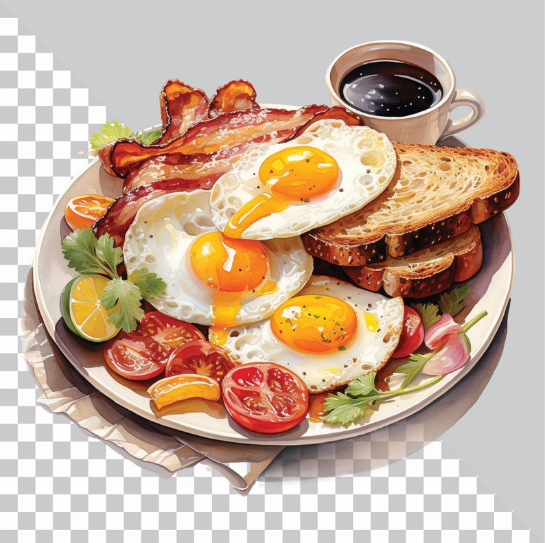 Breakfast Clipart, Toast Sandwich PNG, Bacon & Eggs Breakfast, Junk ...