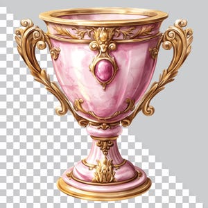 Pink & Gold Trophy Clipart, Pink Winner Cup PNG, Winner, Junk Journals ...