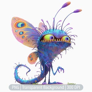 Quirky Flying Monster Clipart, Mythical Creature PNG, Cute Alien, Junk ...