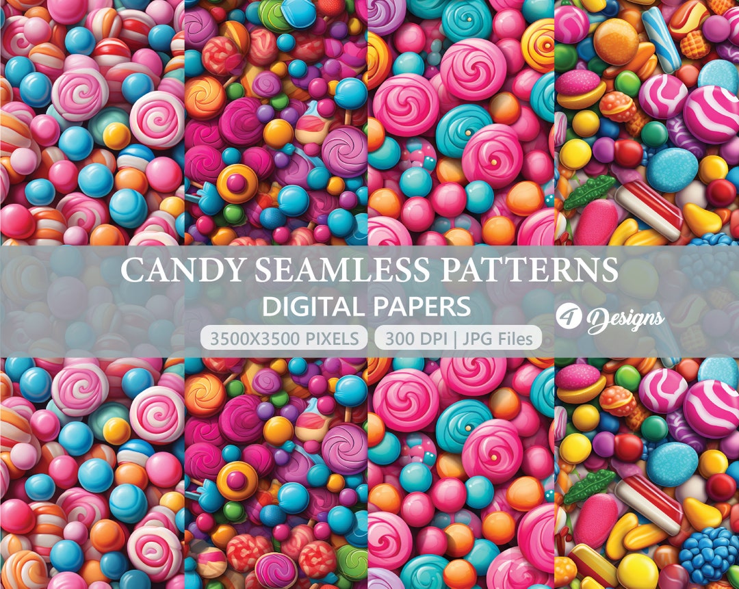 Candy Digital Paper, Sweets Candy Seamless Pattern, Candy Sugar ...