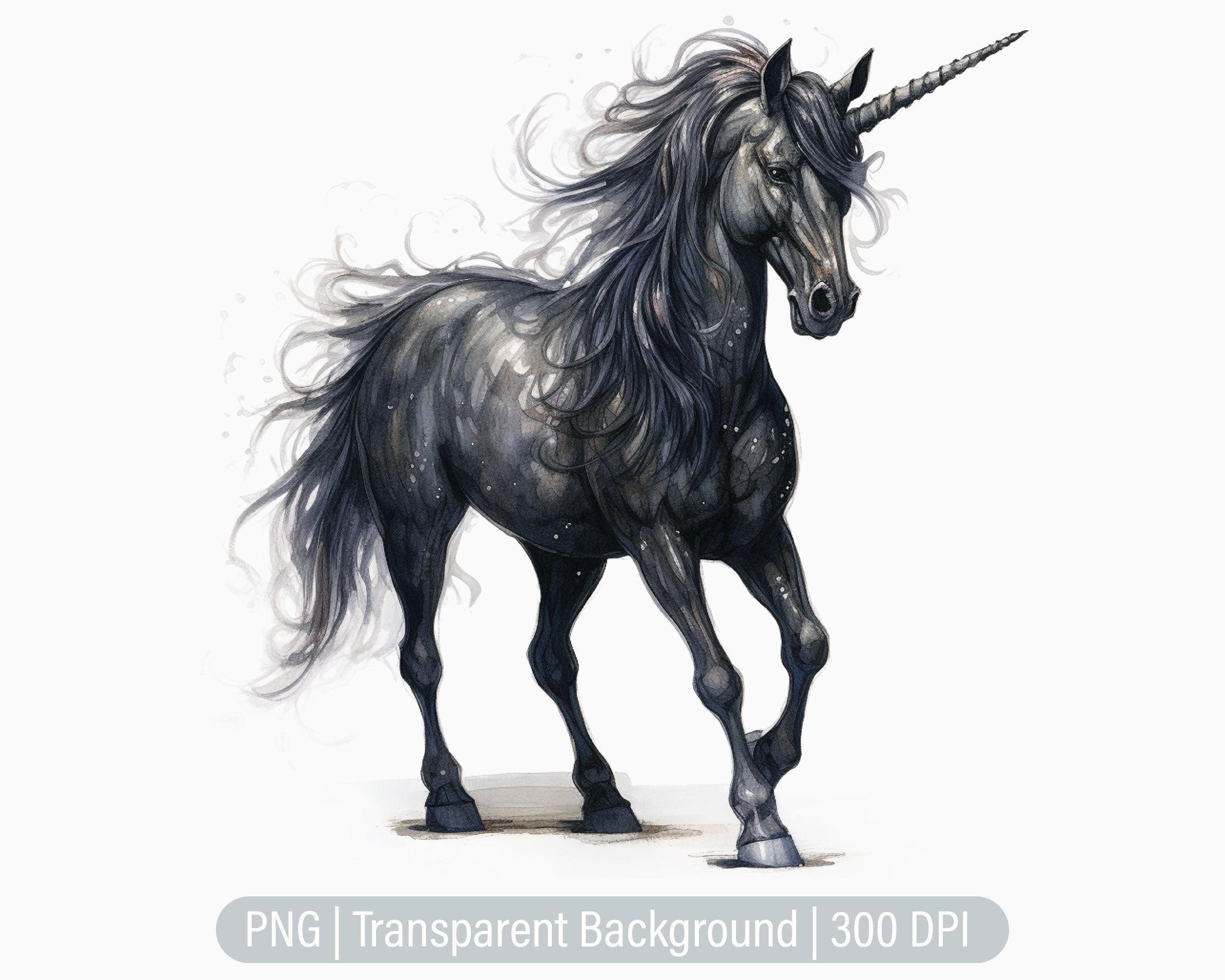Black Unicorn Clipart, Gothic Unicorn PNG, Fantasy Animal, Junk ...