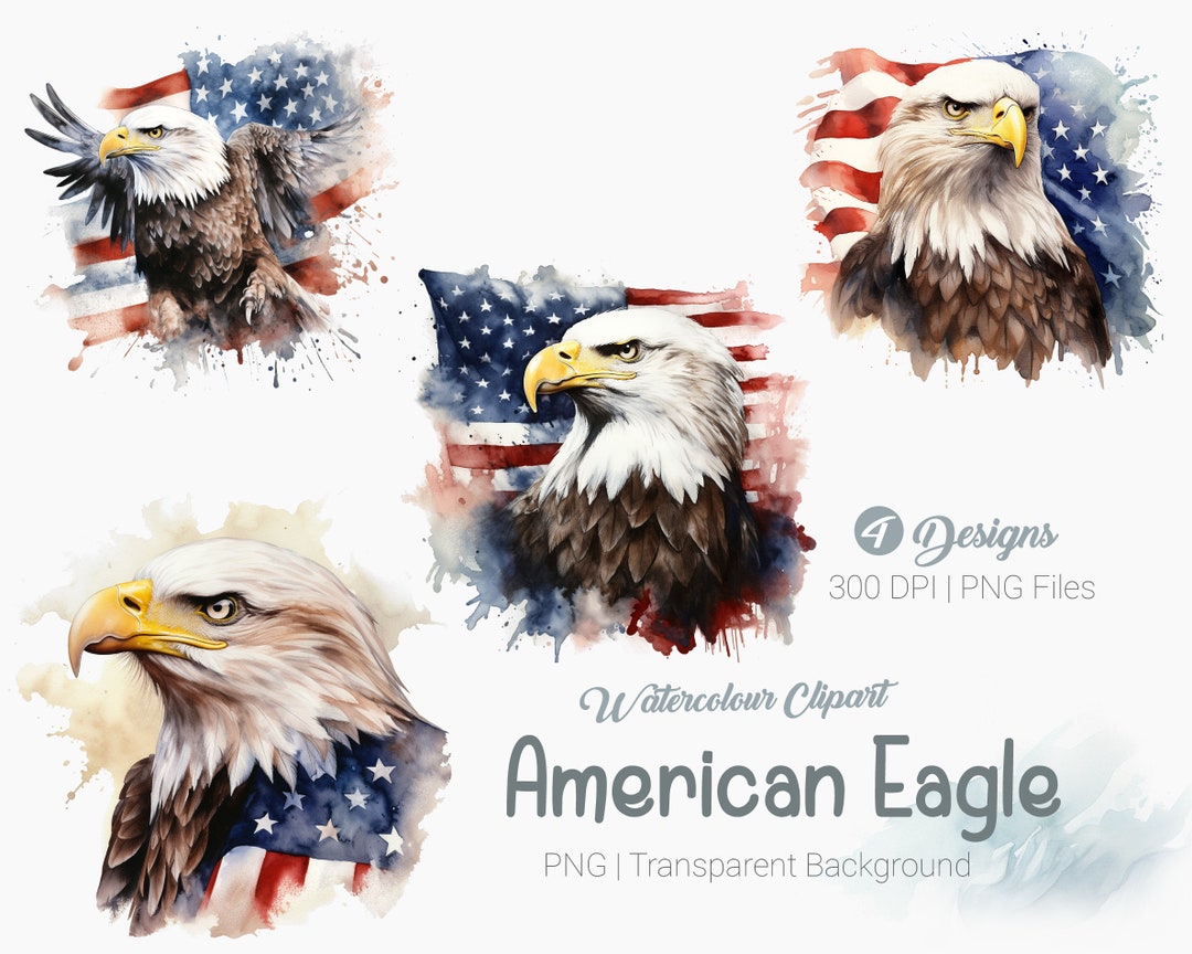 Eagle Flag Clipart, Patriotic USA Eagle Flag Clipart, American Eagle ...