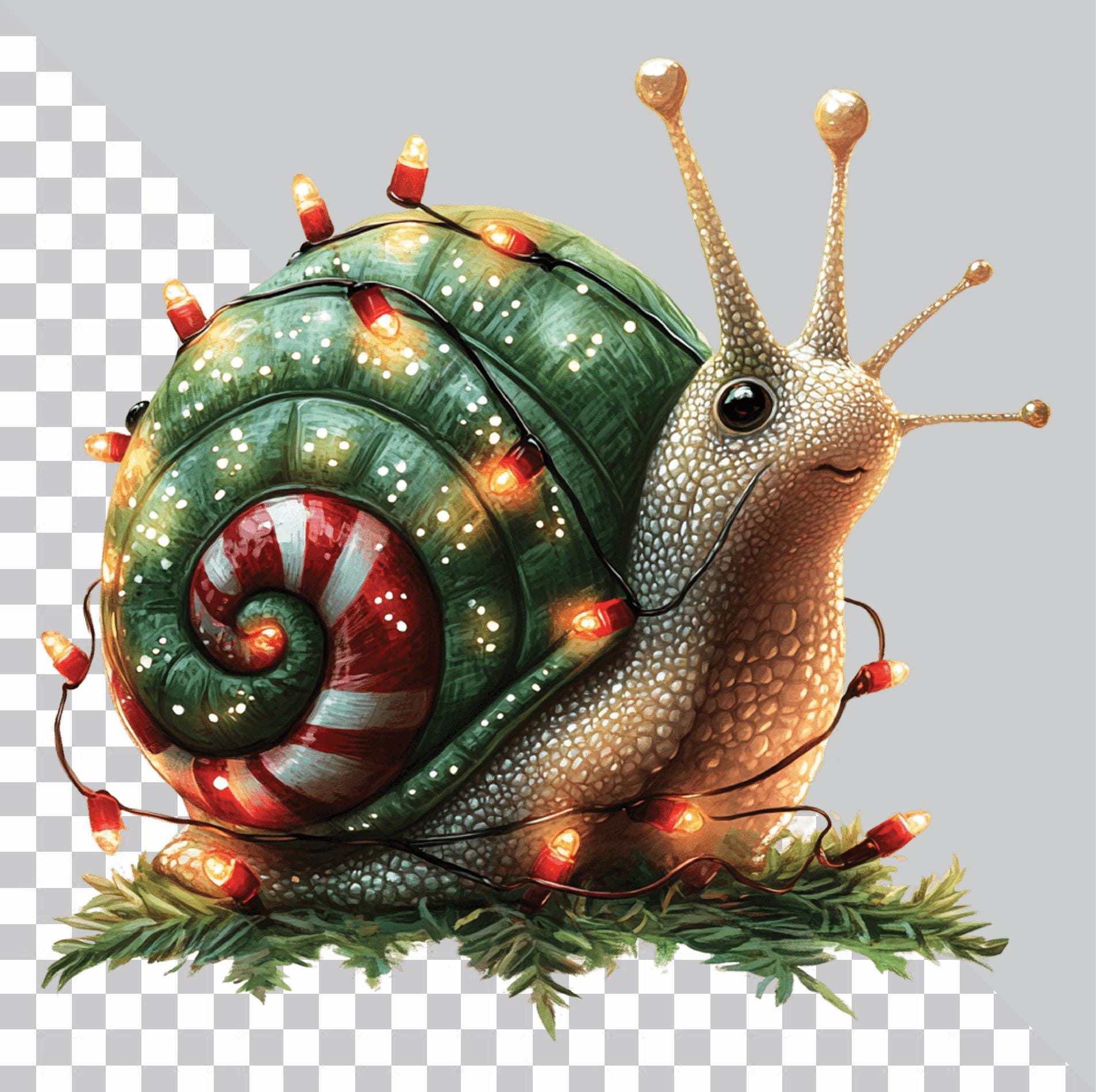 Christmas Snail Clipart, Christmas PNG, Christmas Lights Snail, Junk ...