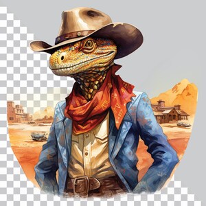 Cowboy Lizard Clipart, Cool Lizard, Reptiles PNG Clipart, Junk Journals ...