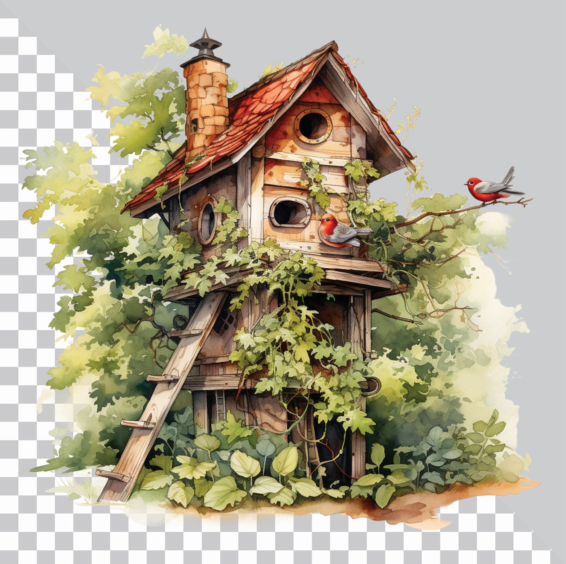 Bird Houses Clipart, Bird Nest PNG, Fantasy Bird House Clipart, Junk ...
