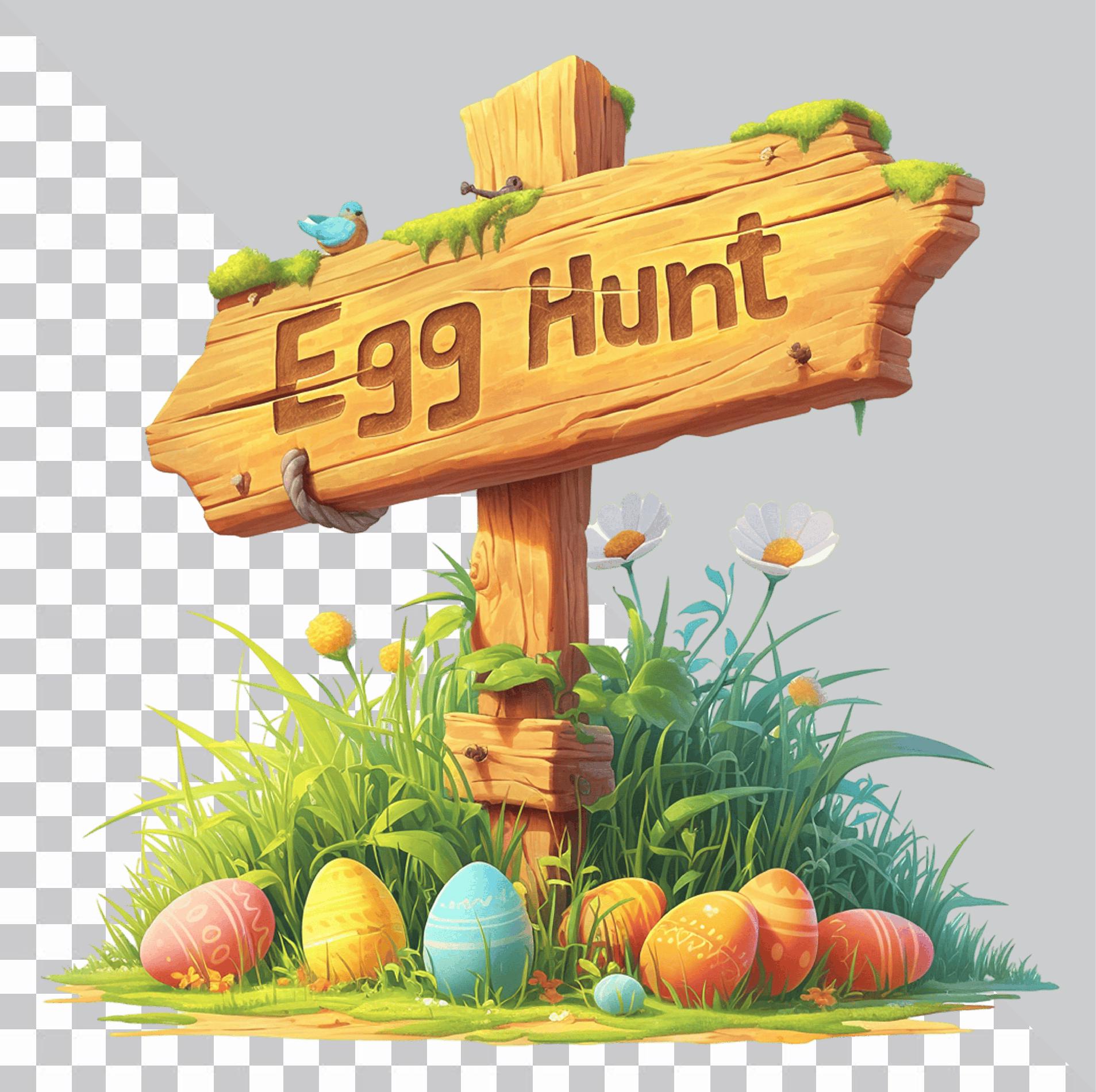 Egg Hunt Sign Clipart, Easter Garden PNG, Easter Eggs, Junk Journals ...