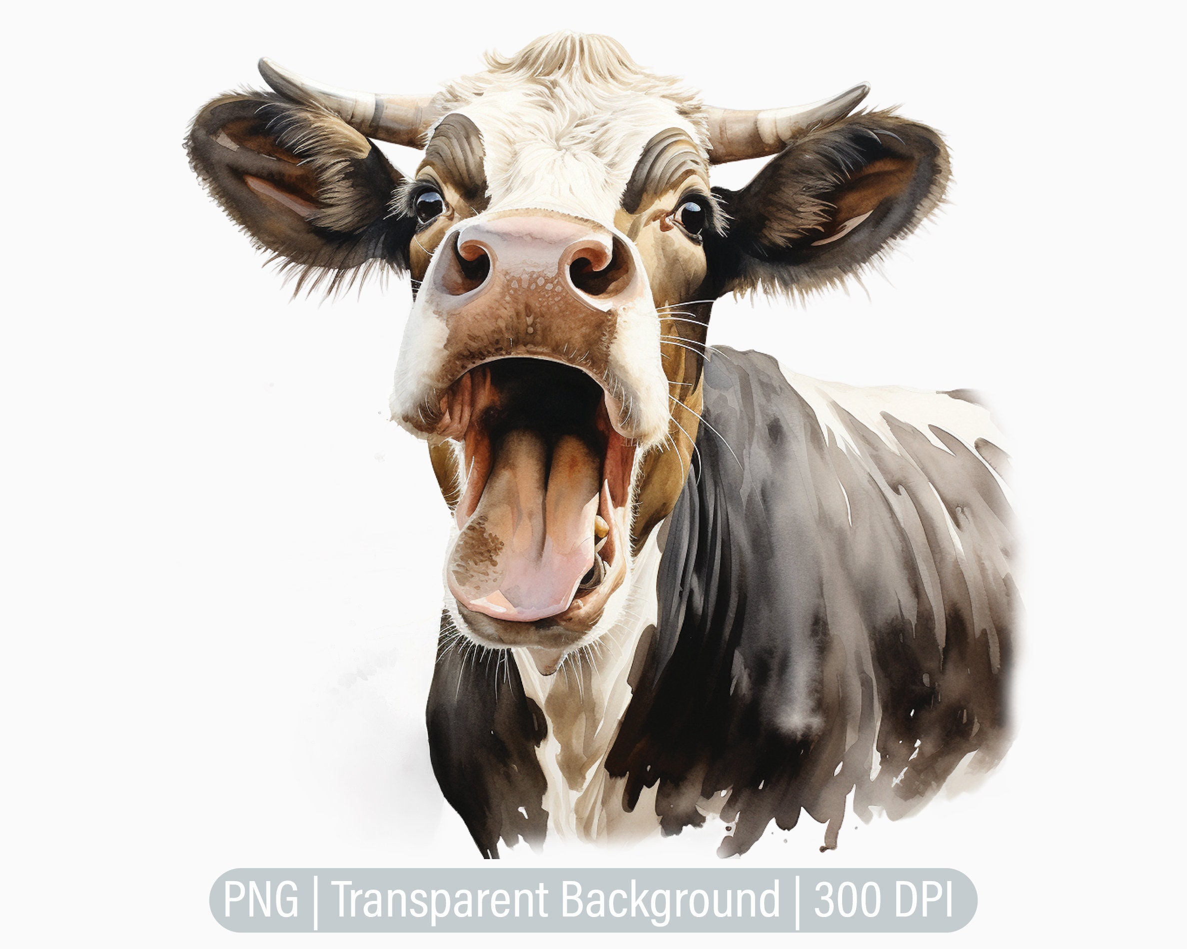 Crazy Cow Clipart, Funny Cow PNG, Farm Cow Clipart, Junk Journals ...