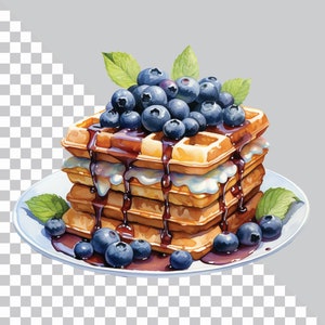 Blueberry Waffles Clipart, Blueberries PNG, Breakfast Png, Junk ...