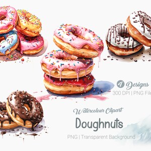 Watercolor Donut Clipart, Doughnut Png, Bakery Food Clipart, Donuts ...