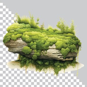 Mossy Tree Trunk Clipart, Moss Rocks and Stumps Clipart, Junk Journals ...