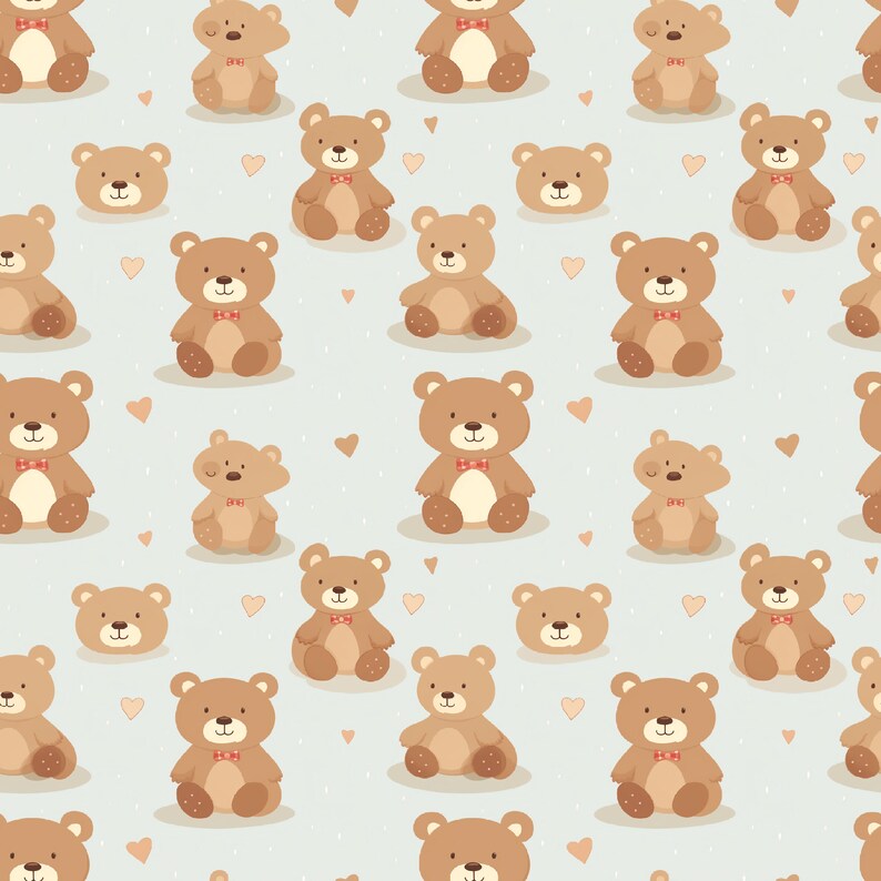 Teddy Bear Digital Paper, Teddy Bear Seamless Pattern, Nursery Patterns ...