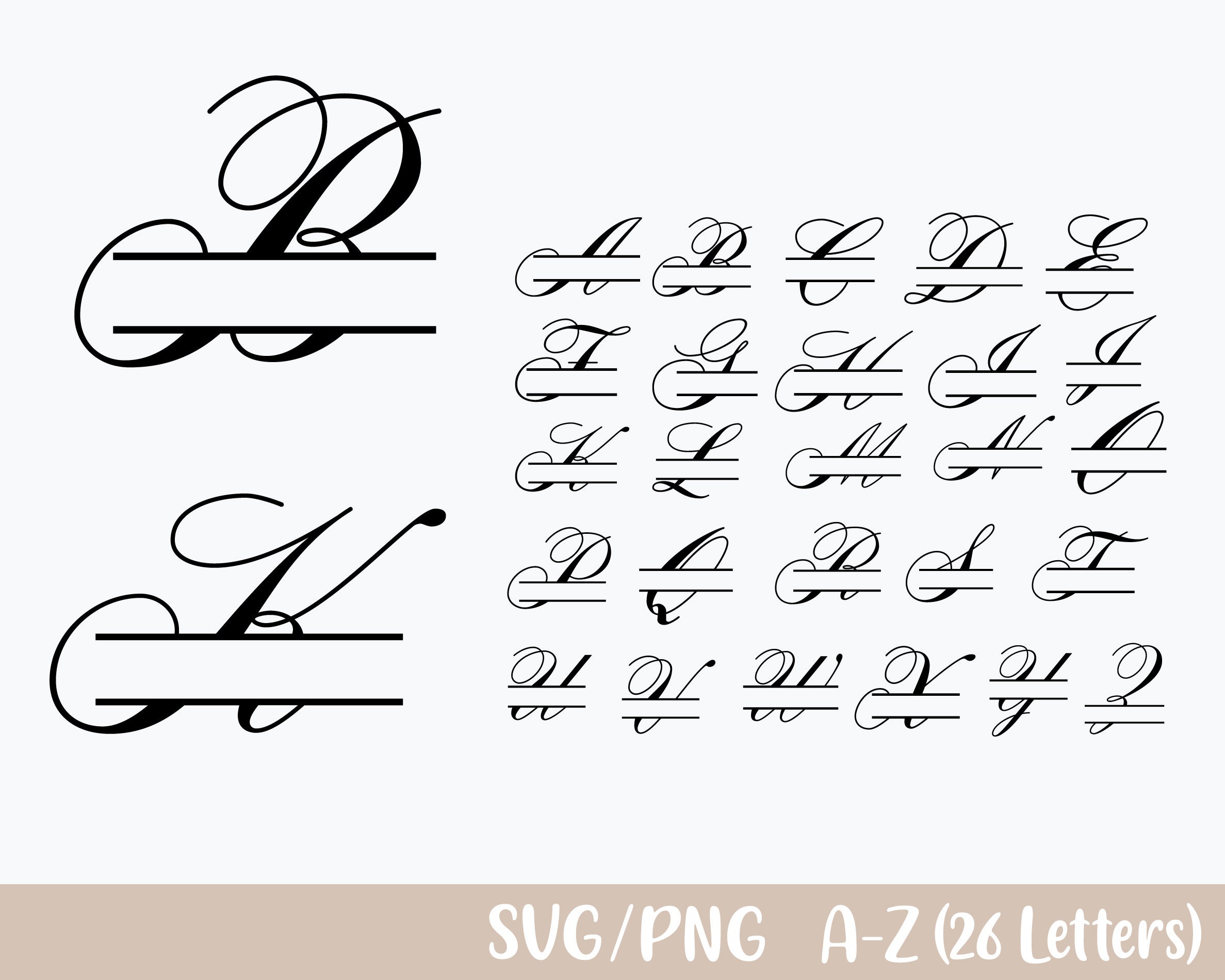 Split Monogram SVG A-Z Monogram Svg Alphabet Svg Png - Etsy