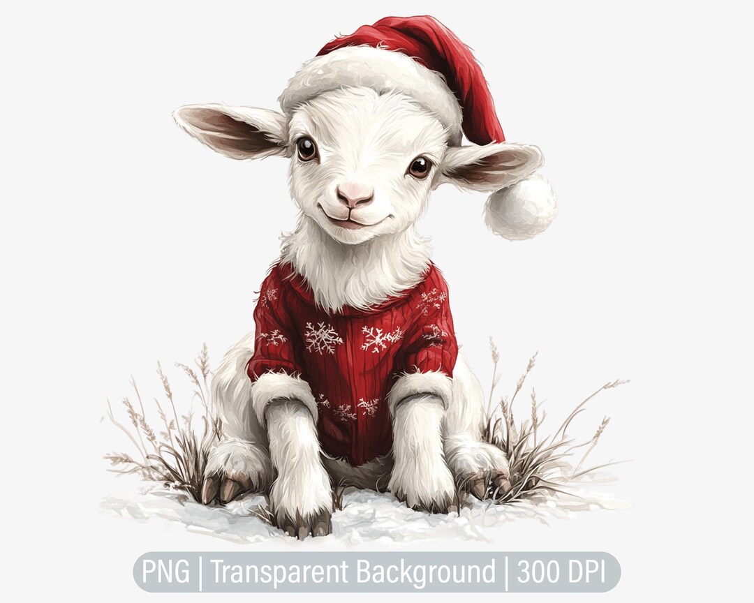 Christmas Goat Clipart, Cute Christmas Farm Kid PNG, Junk Journals ...