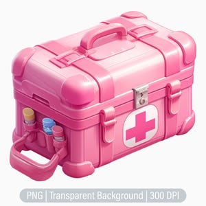 Pink First Aid Box Clipart, Medical Png, Health Care, Junk Journals ...