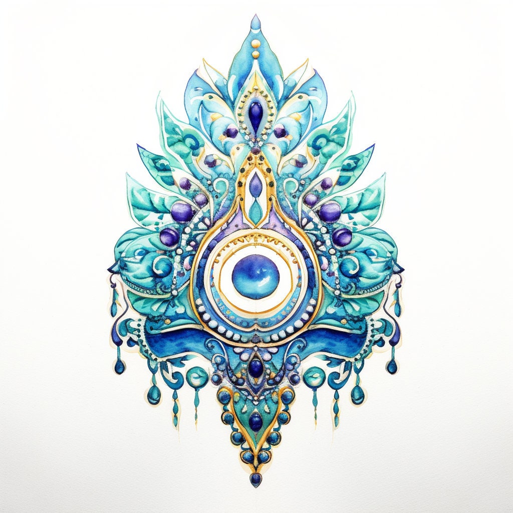 Evil Eye Clipart, Watercolour Turkish Eye Png, Hamsa Hand PNG Miriam ...