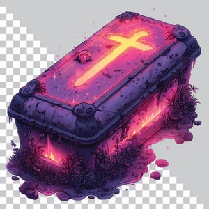 Pink Coffins Clipart, Halloween Png, Casket Png, Printable Sublimation ...