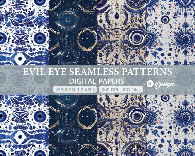 Evil Eye Digital Paper, Turkish Eye Seamless Pattern, Evil Eye ...