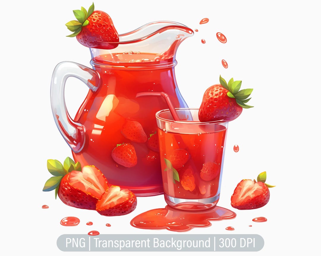 Strawberry Juice Clipart, Strawberry Picnic, Strawberry Jug Glass, Junk ...