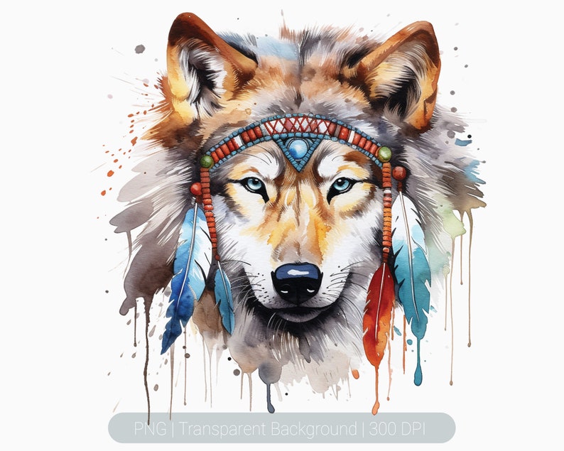 Native American Wolf Clipart Boho Wolf Headdress Png - Etsy