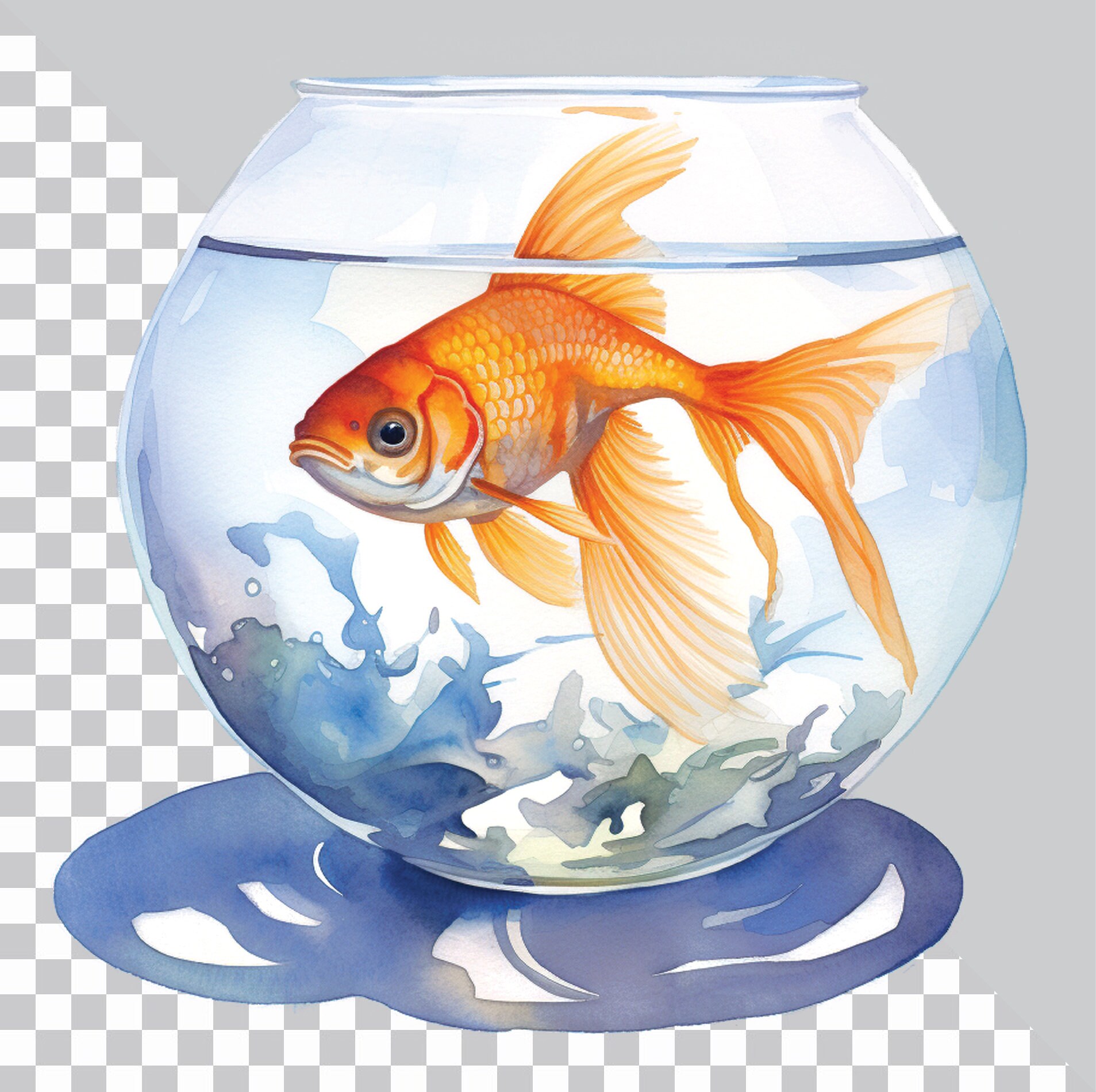 Watercolor Goldfish Clipart Gold Fish PNG Clip Art Printable - Etsy