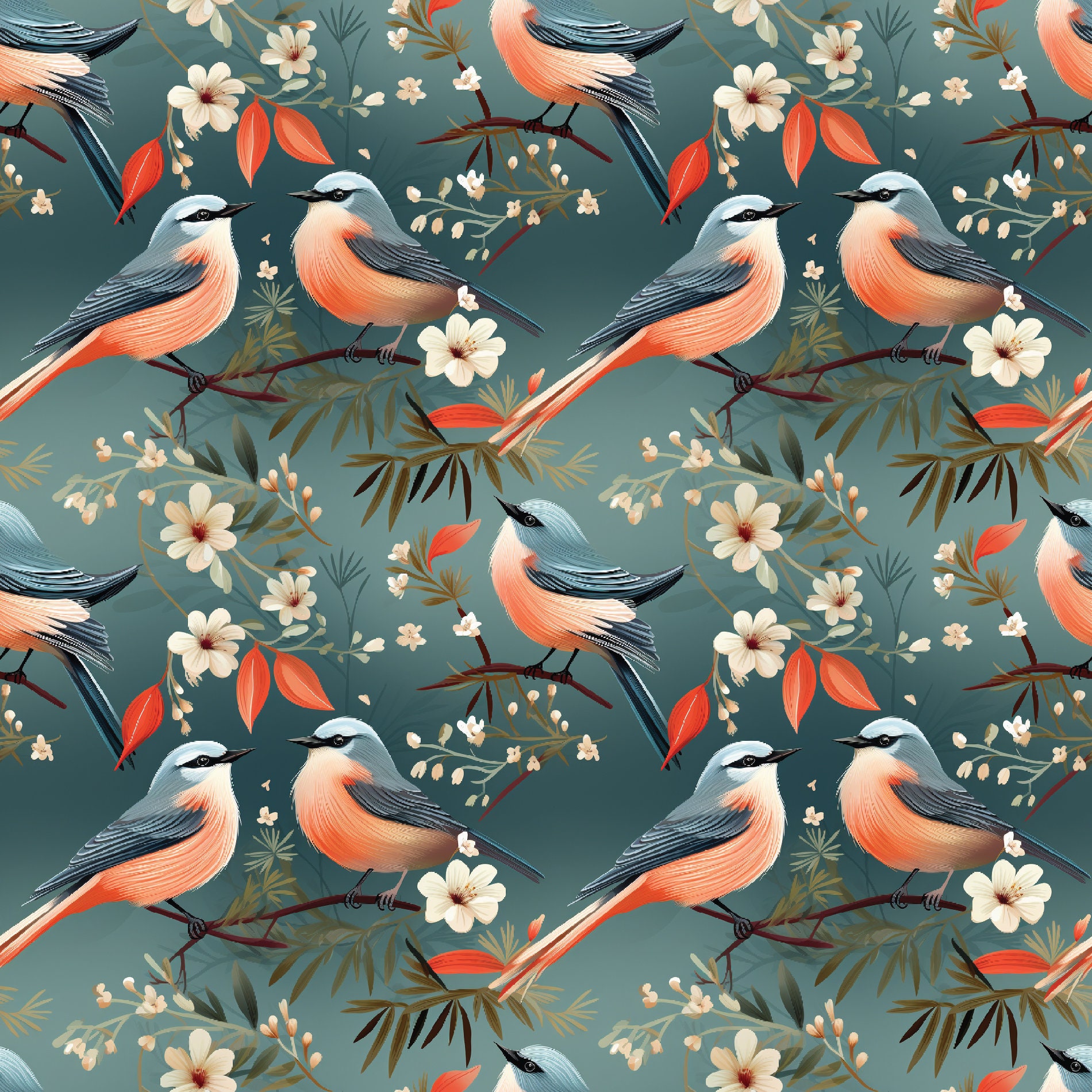 Birds Digital Paper Vintage Seamless Antique Bird Printable - Etsy