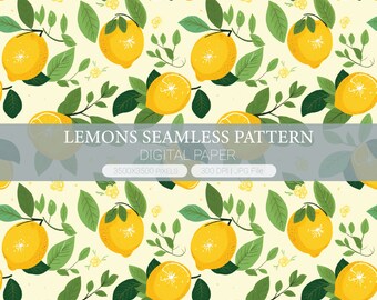 Lemon Seamless Digital Pattern - Etsy
