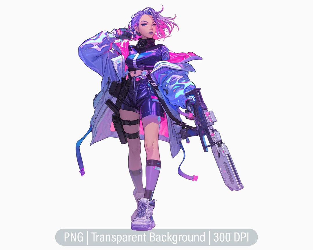Cyberpunk Girl Clipart, Cyborg PNG, Sci-fi, Girl With Gun, Junk ...