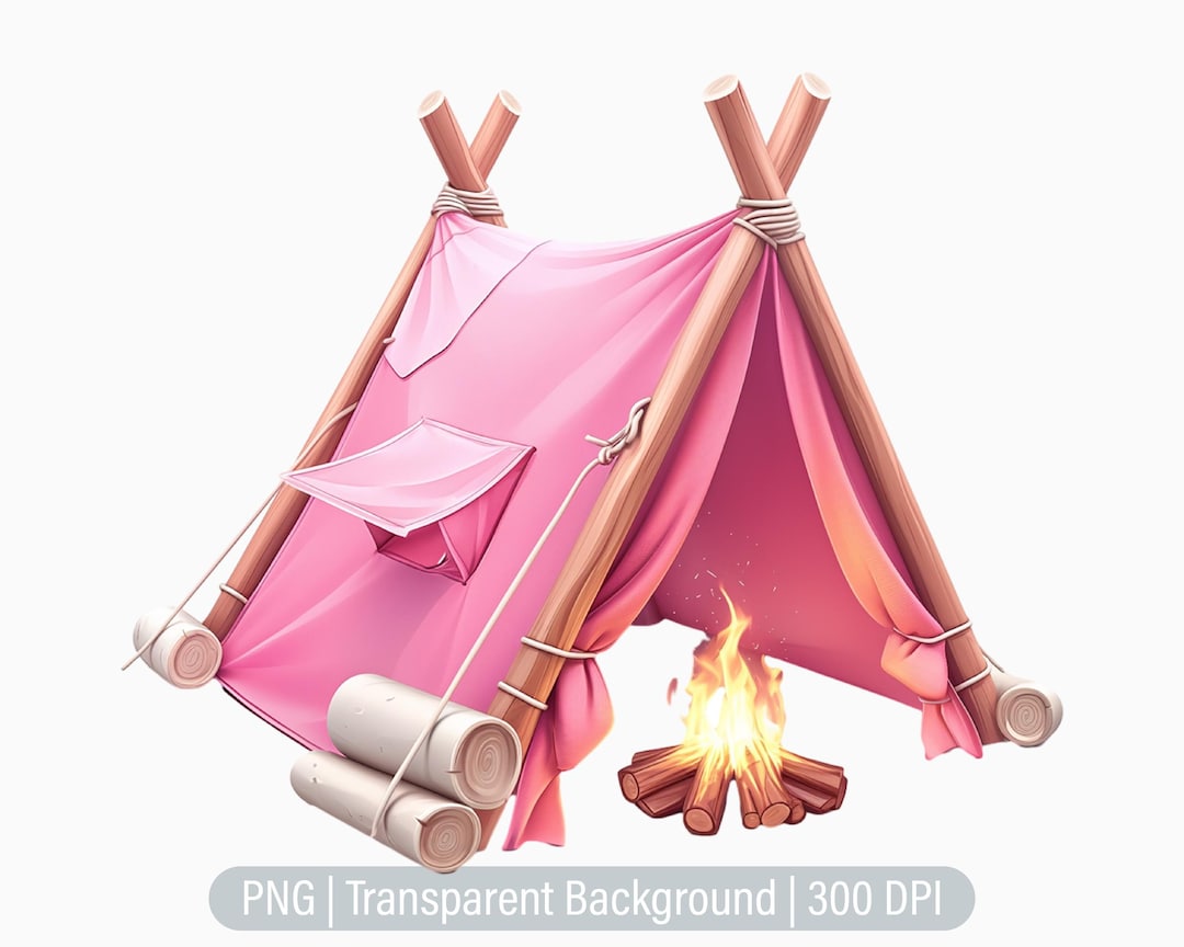Pink Camping Tent Clipart, Camper PNG, Adventure, Forest Camp, Junk ...