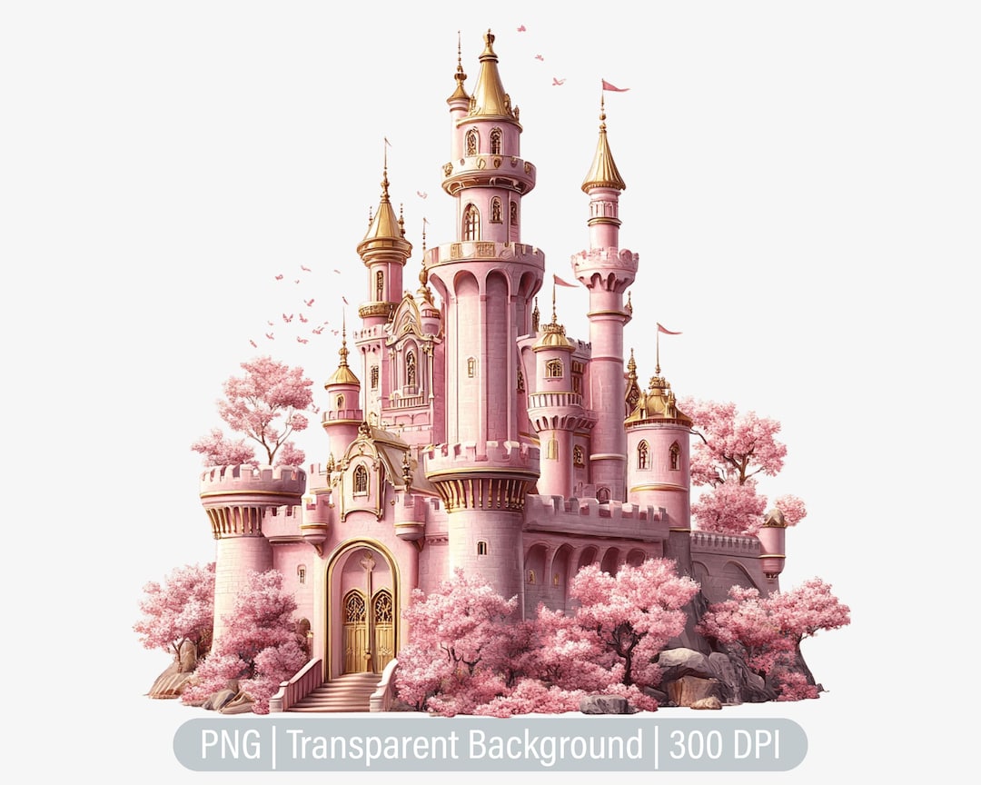 Pink Castle Clipart, Pink Princess PNG, Fantasy Castle, Junk Journals ...