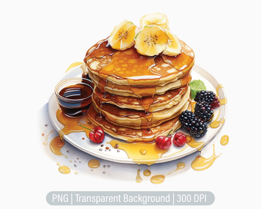 Pancakes Clipart, Breakfast Clipart, Syrup, Fruit Junk Journals ...